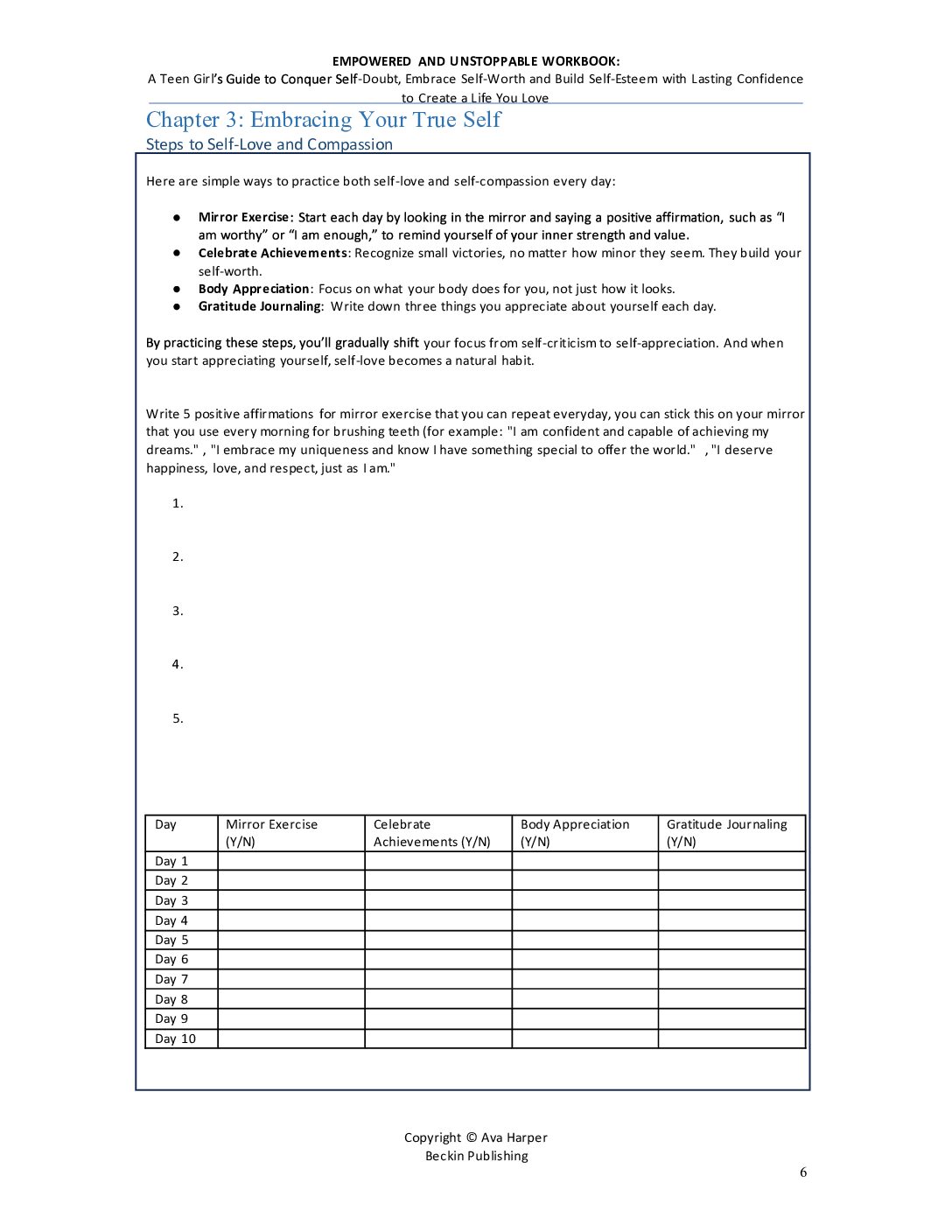 Workbook: Empowered and Unstoppable - Kids & Teen Books | Inspiring ...